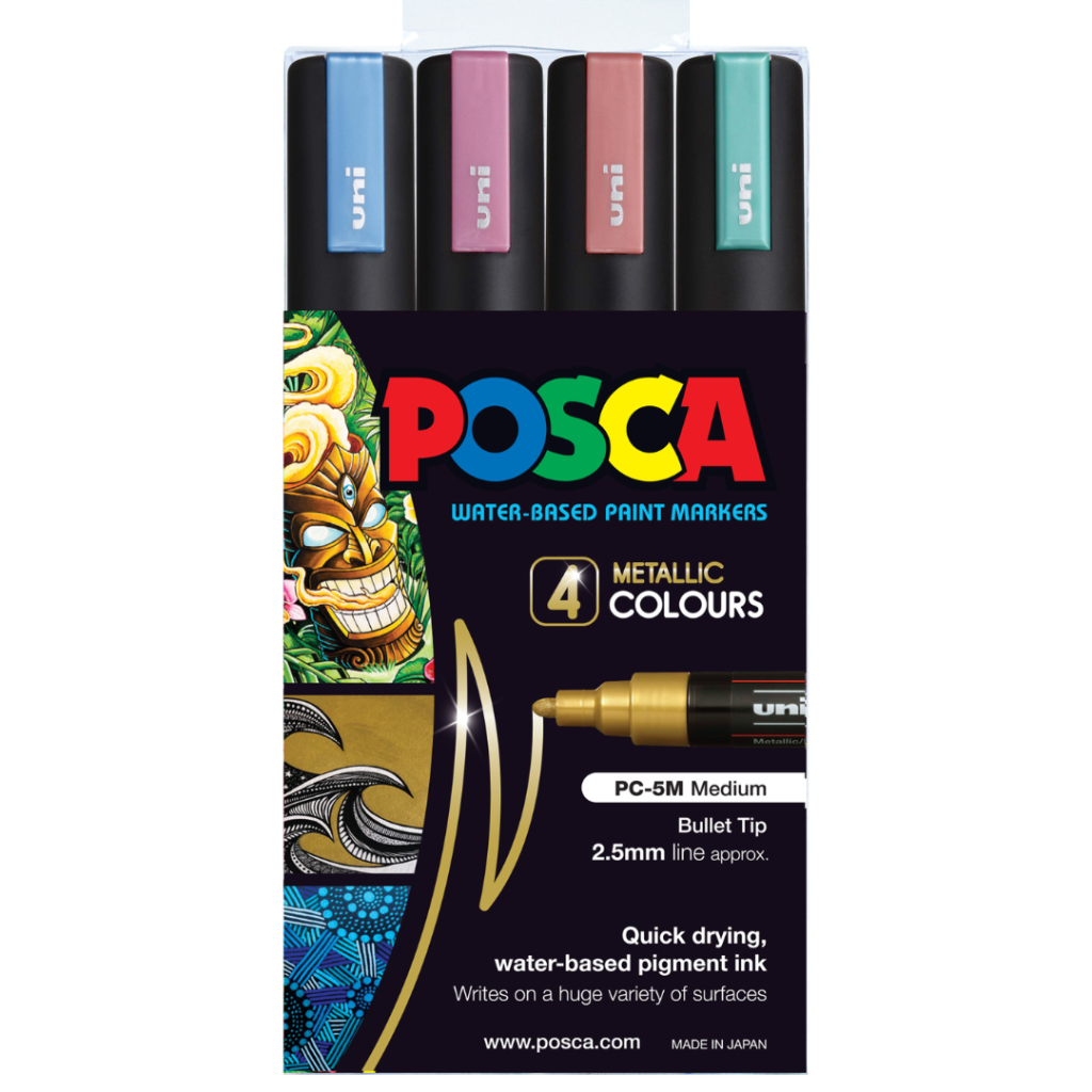 POSCA PC-5M Paint Marker 4 Piece Metallic Pack – POSCA NZ