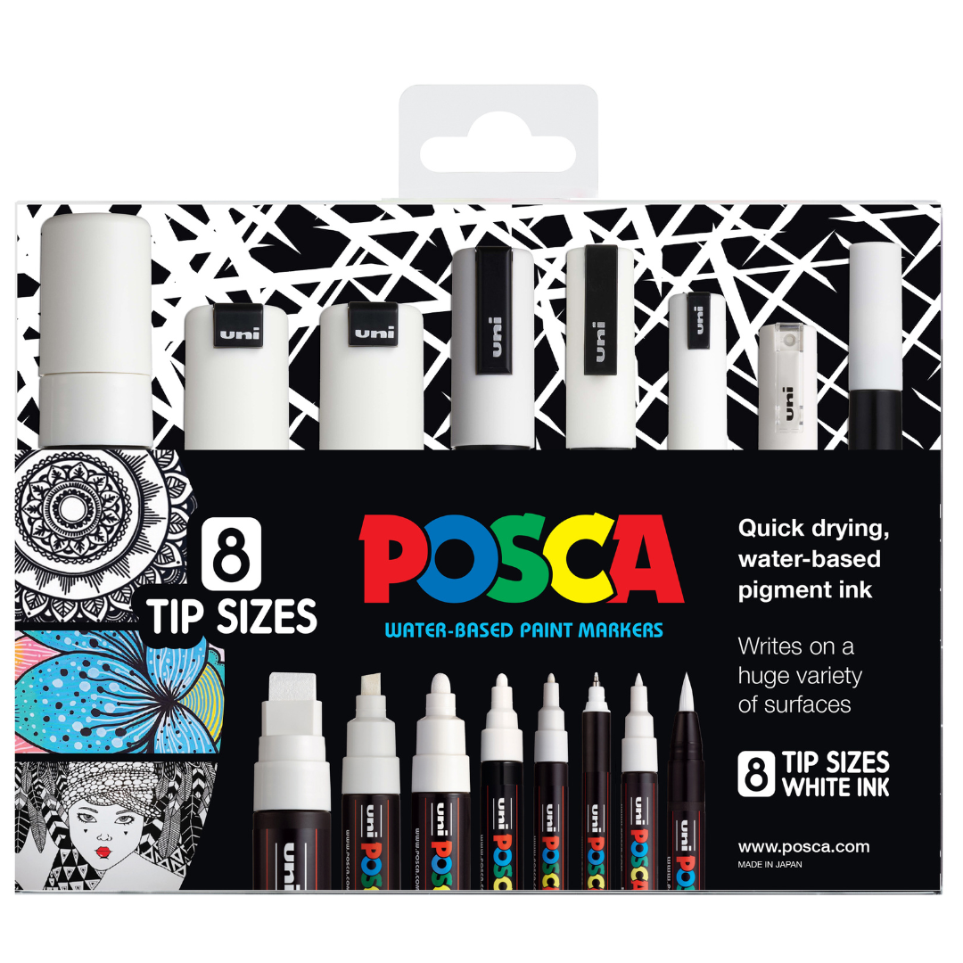 Posca Each Tip Size White Set – POSCA NZ
