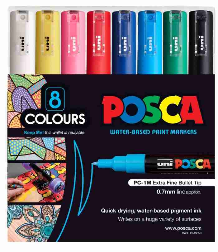 POSCA PC-1M Paint Marker 8 Piece Assorted Pack – POSCA NZ